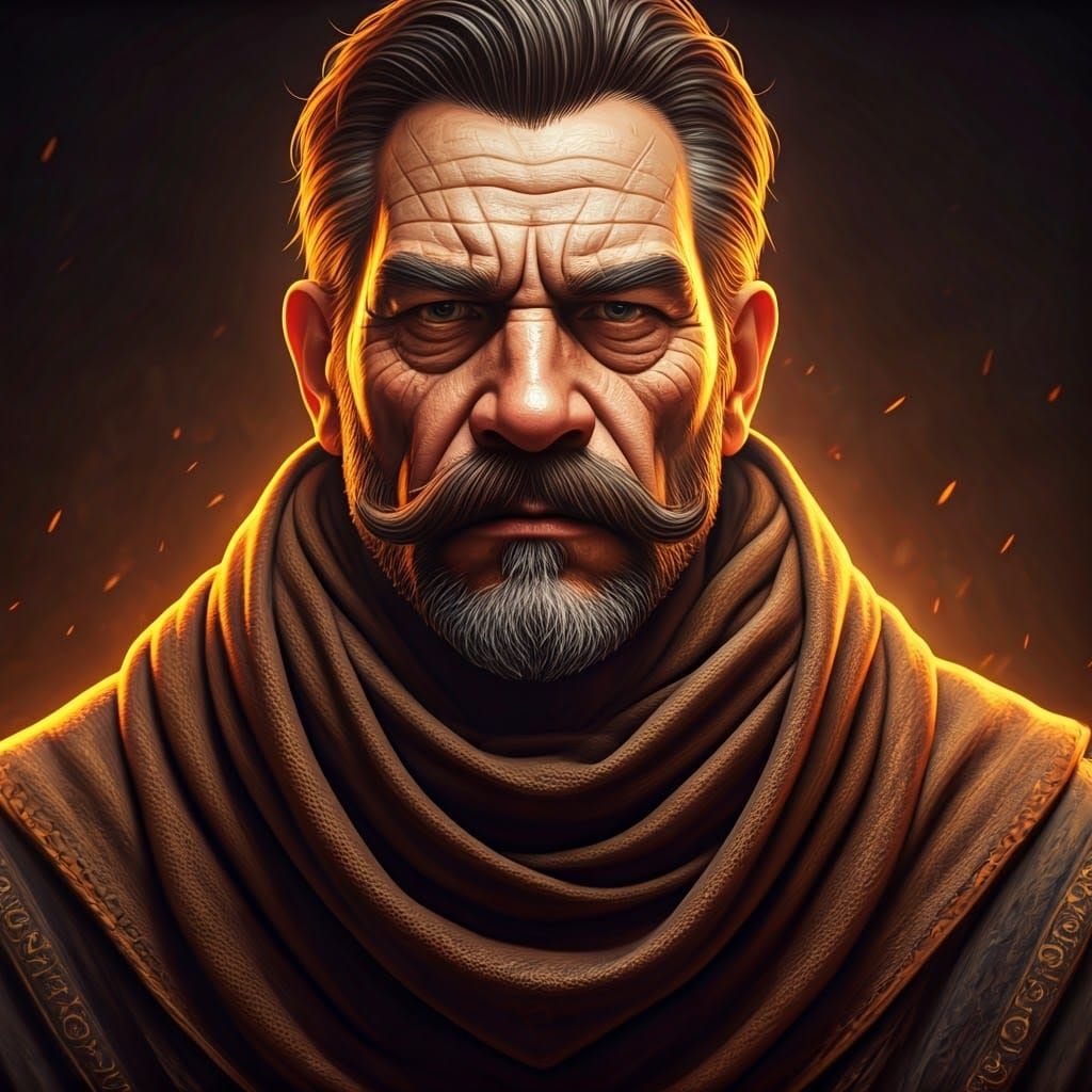 Gruff Human Magic-User - Ancient Mystic Gruff Magic-User Por...