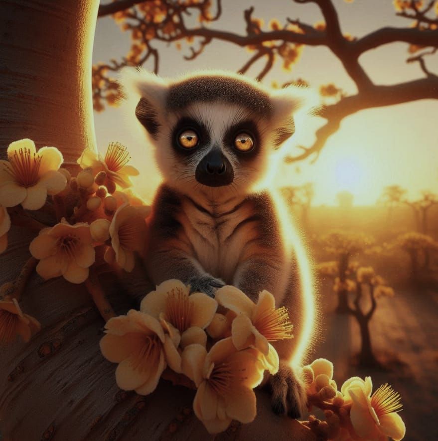 Lemur on a baobab - AI Generated Artwork - NightCafe Creator