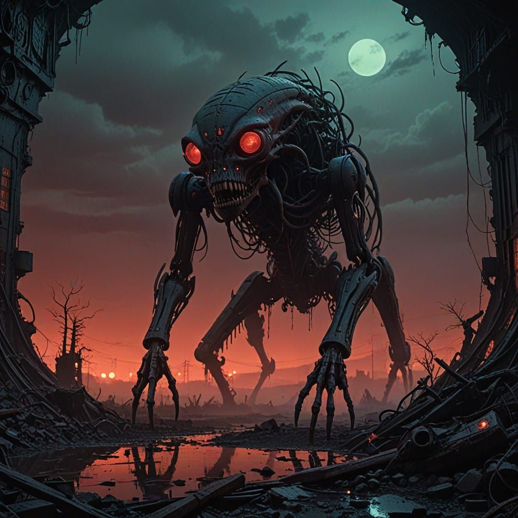 Biomechanical Alien Monstrosity, its twisted, nightmarish form ...