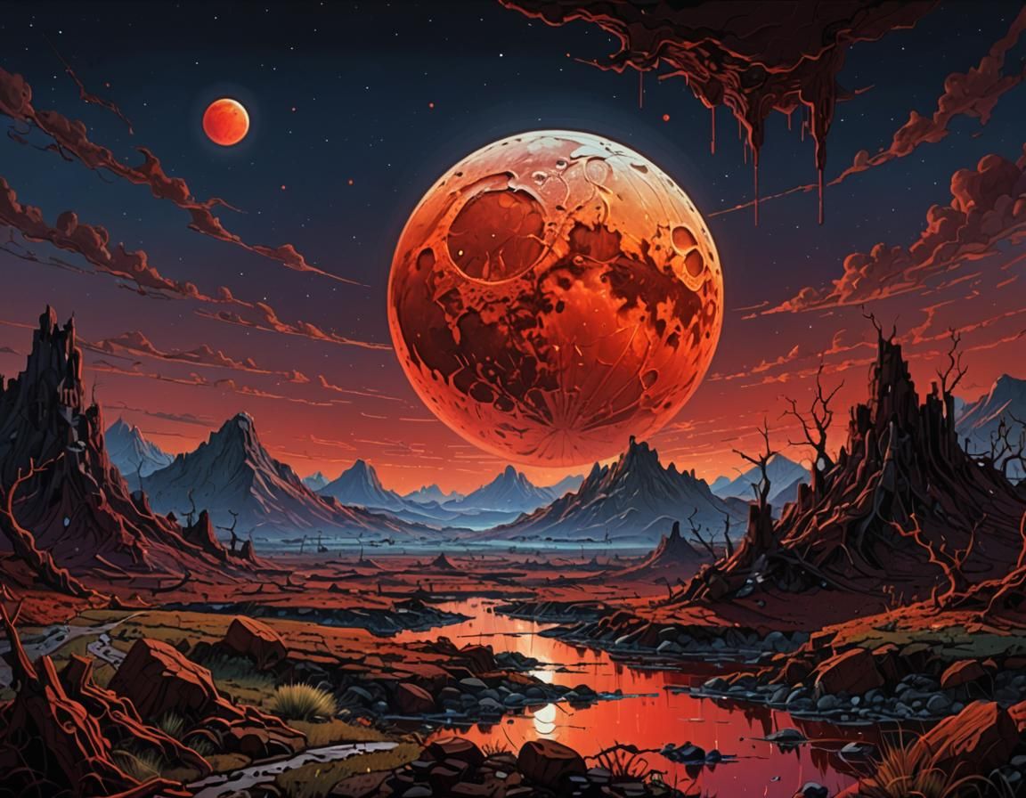 Red Moon - AI Generated Artwork - NightCafe Creator