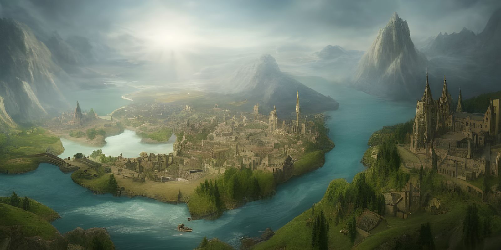 beautiful overhead map of medieval town and surrounding wilderness ...