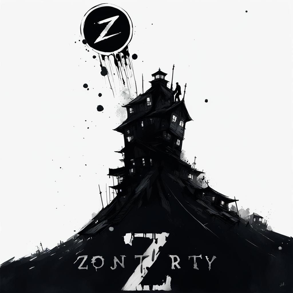 ZENTRY!!!", negative black and white Speedpaint with large brush strokes and paint splatter by ...