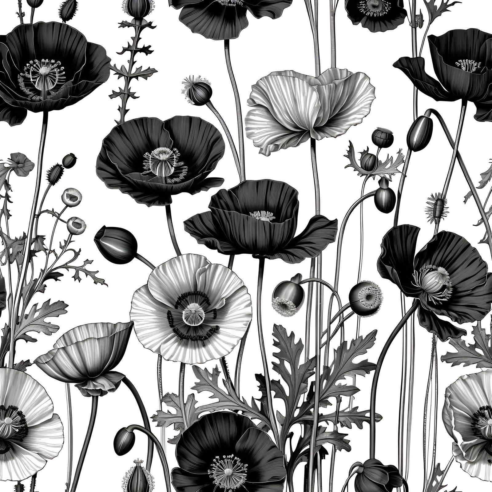 Poppy Ink Drawing - AI Generated Artwork - NightCafe Creator