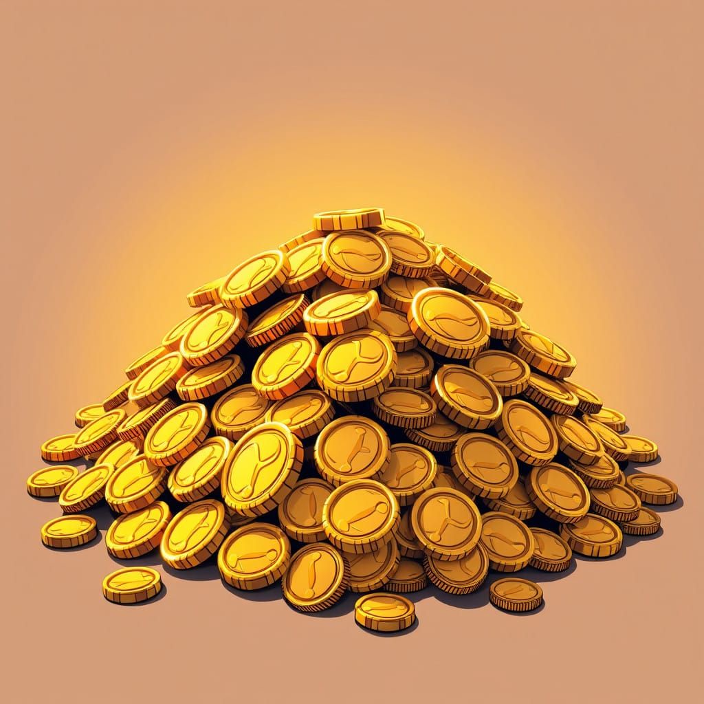 Small pile of pixelated gold coins - Pixelated Gold Coins Tr...