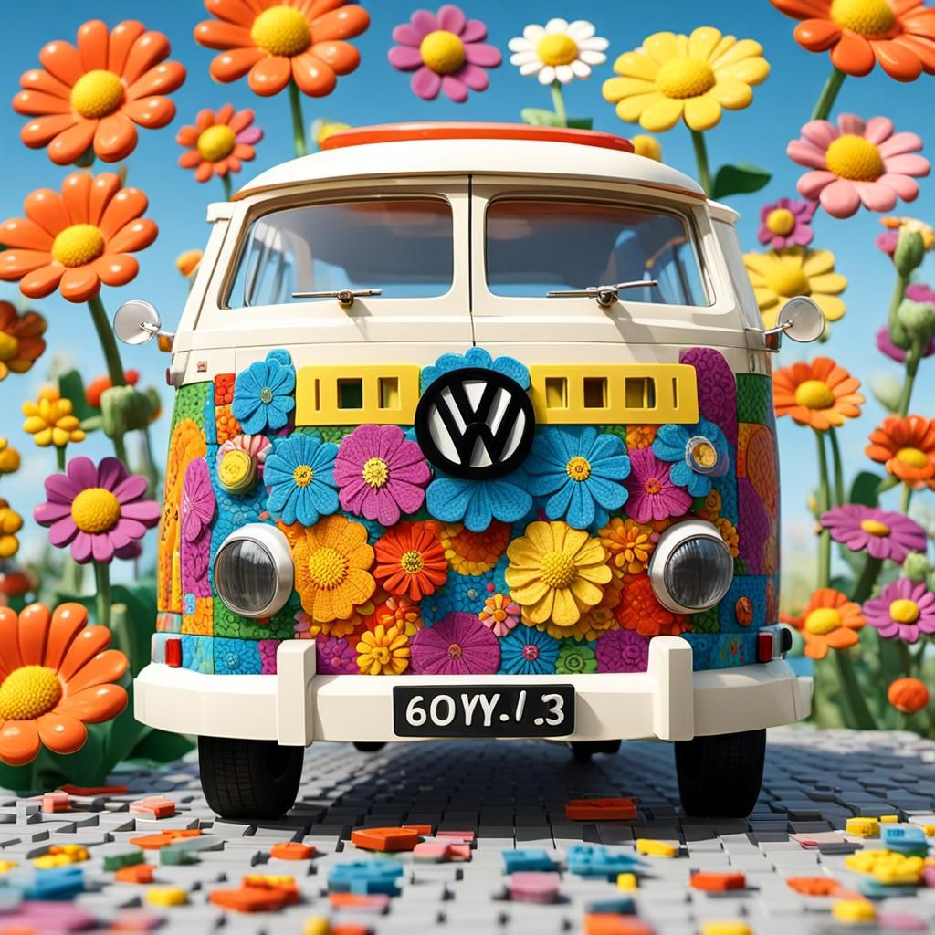 Groovy 60's ( lego hippie VW Bus ) - AI Generated Artwork - NightCafe ...