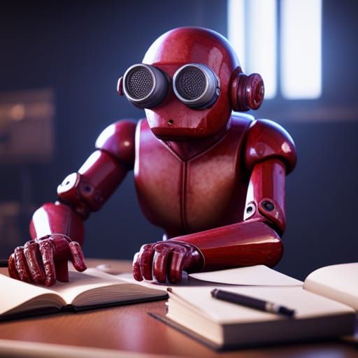 An anthropomorphic machine doing a student’s homework, 3D Game ...