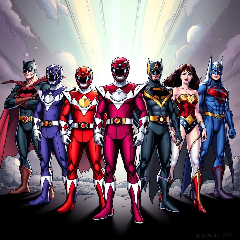 Power Rangers Join Justice League in Epic Comic Bo... - AI Art