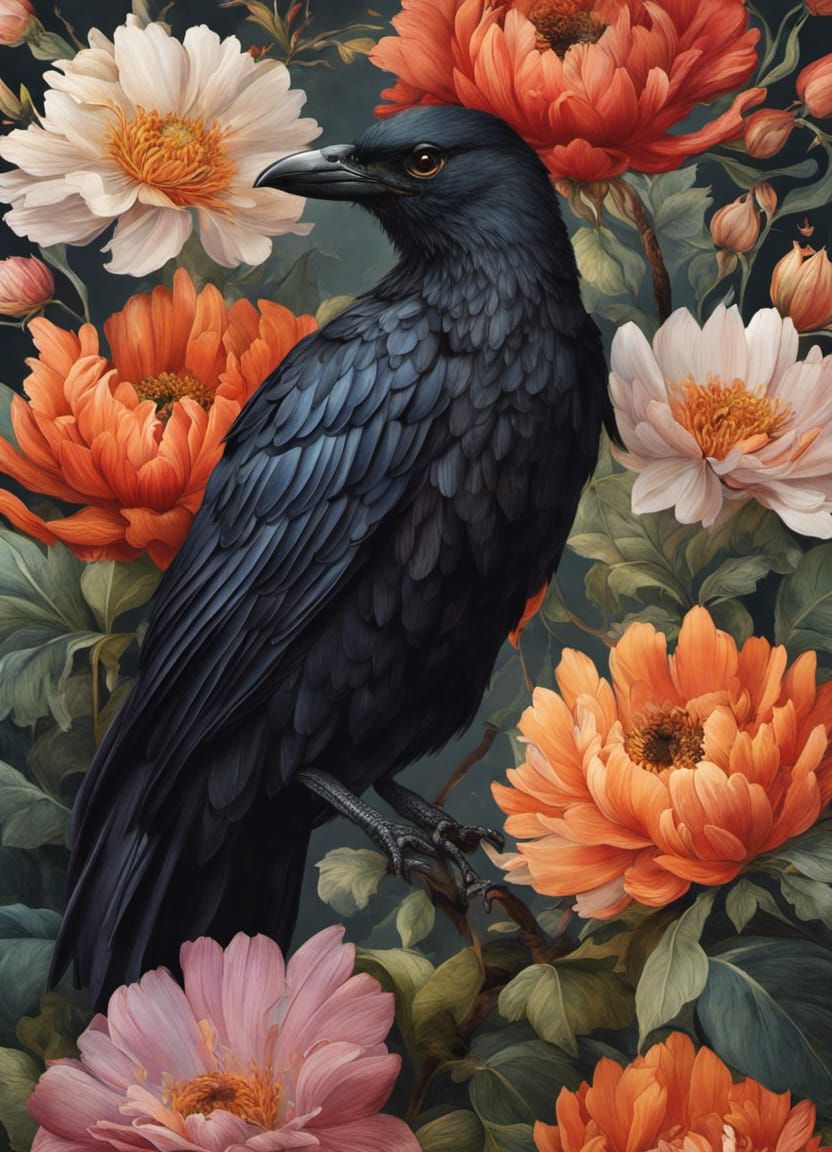 Garden Crow - AI Generated Artwork - NightCafe Creator