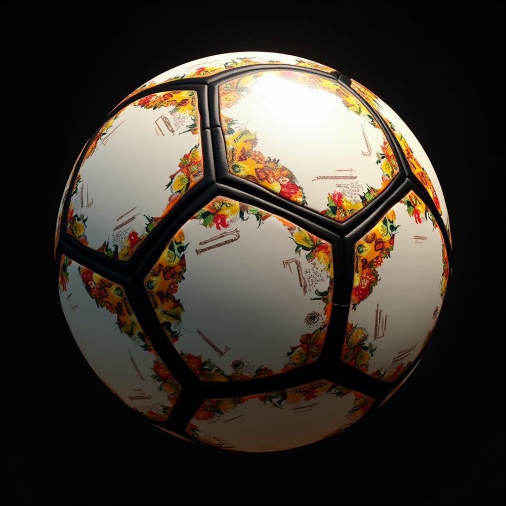 World Cup Soccer Ball with African Gold Patterns - AI Art