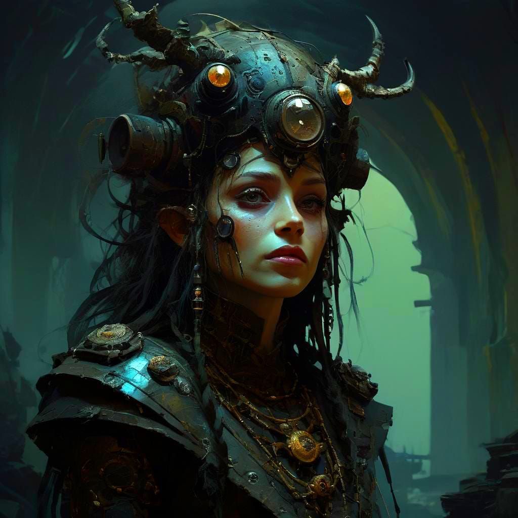 portrait, enchantress, timeless, eerie creature, digital painting, dark ...