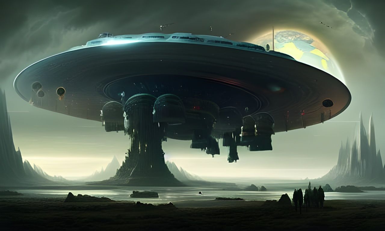 Planet earth surrounded by an armada of alien ufo ... - AI Art