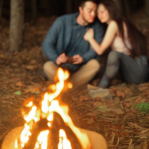 Campfire, Love Couple - AI Generated Artwork - NightCafe Creator