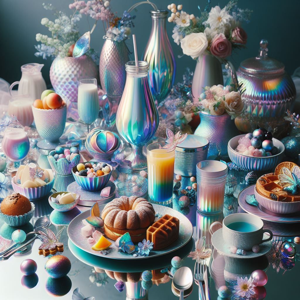 Iridescent Themed Breakfast - AI Generated Artwork - NightCafe Creator