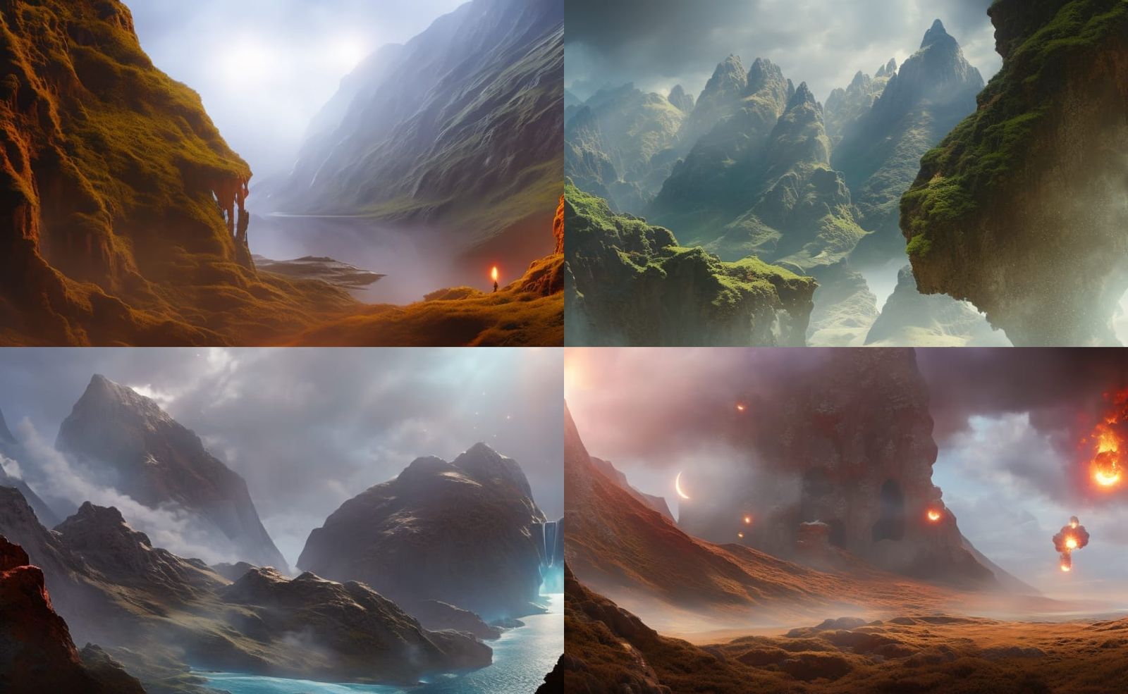 Cinematic fantasy landscape, Music Television Advert banner, orbs ...