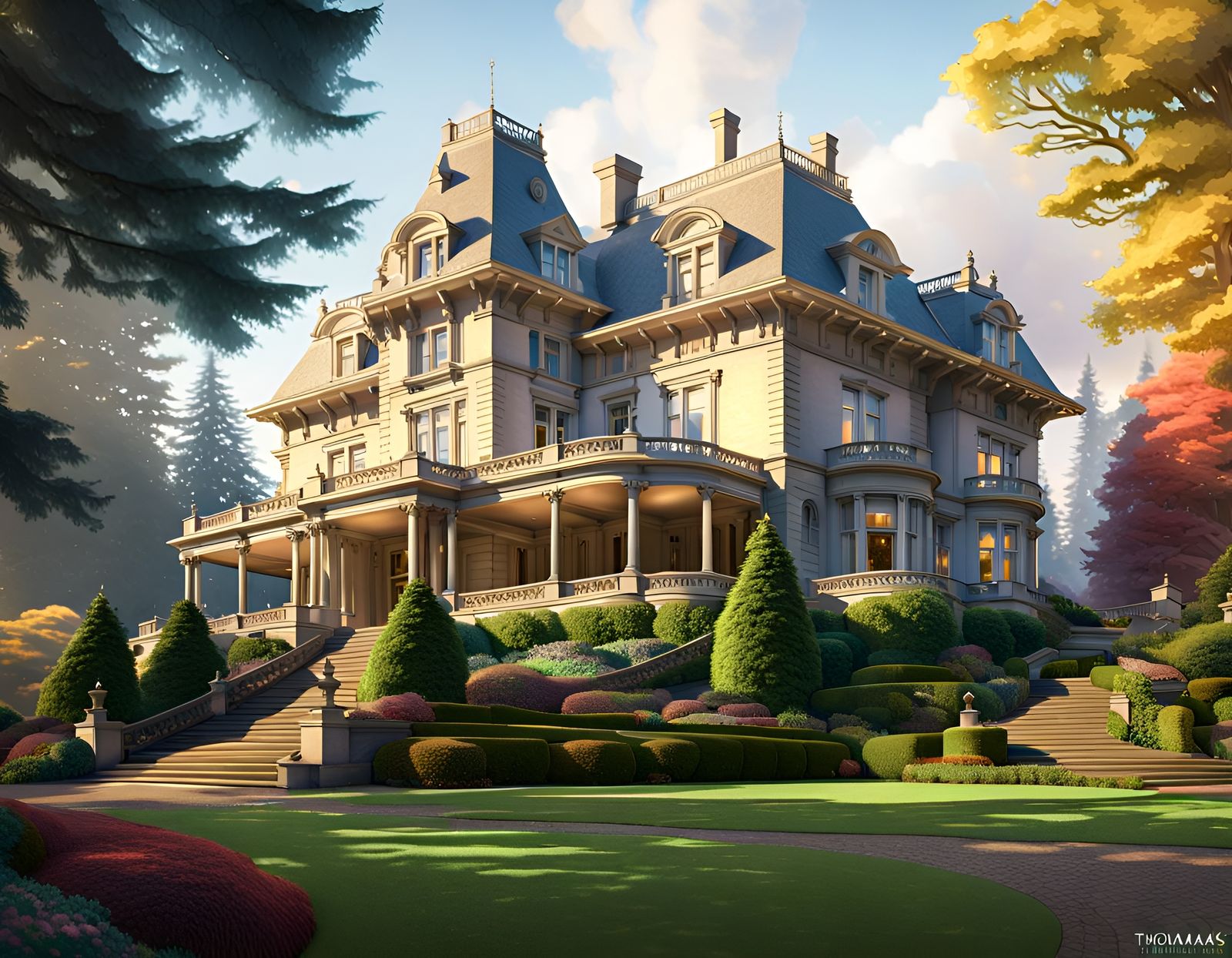 pittock mansion exterior - AI Generated Artwork - NightCafe Creator