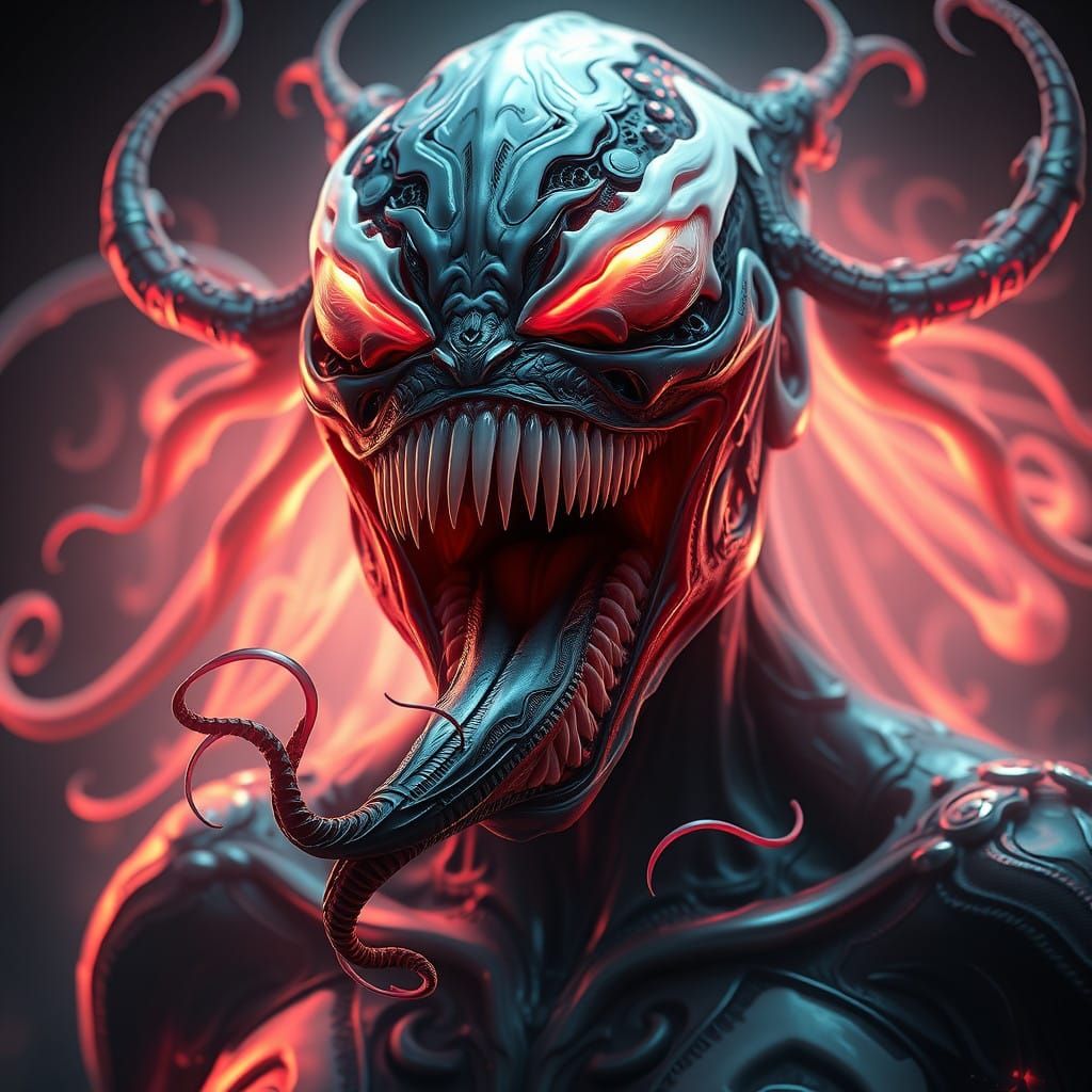 Female Venom Symbiote, mouth open - Goddess of the Abyss Unv...