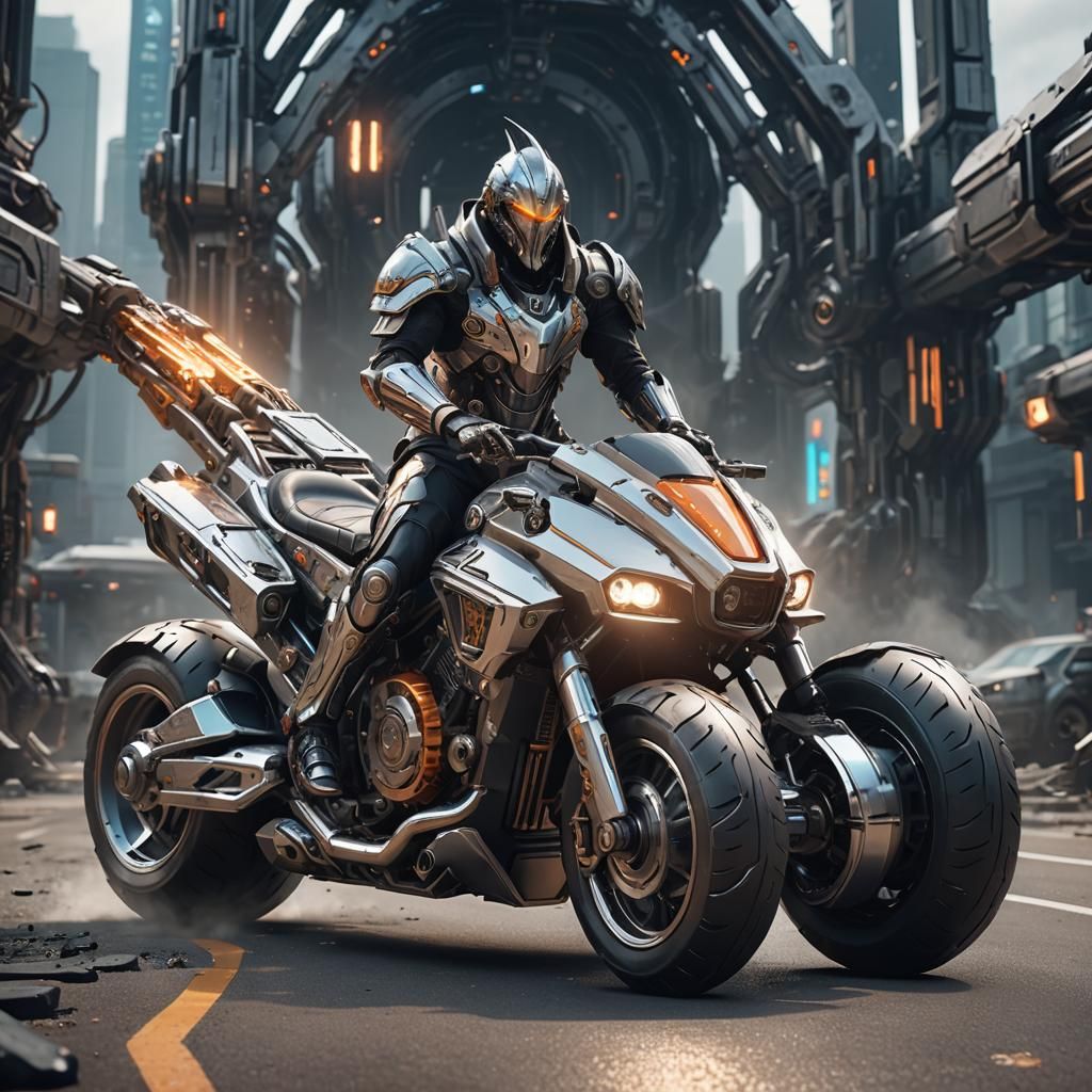 A wizard riding a futuristic motorcycle. - AI Generated Artwork ...