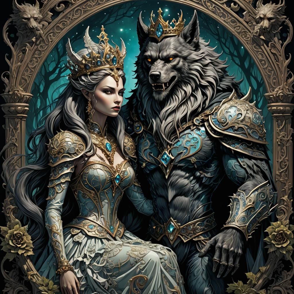 The Werewolf King and Queen - AI Generated Artwork - NightCafe Creator