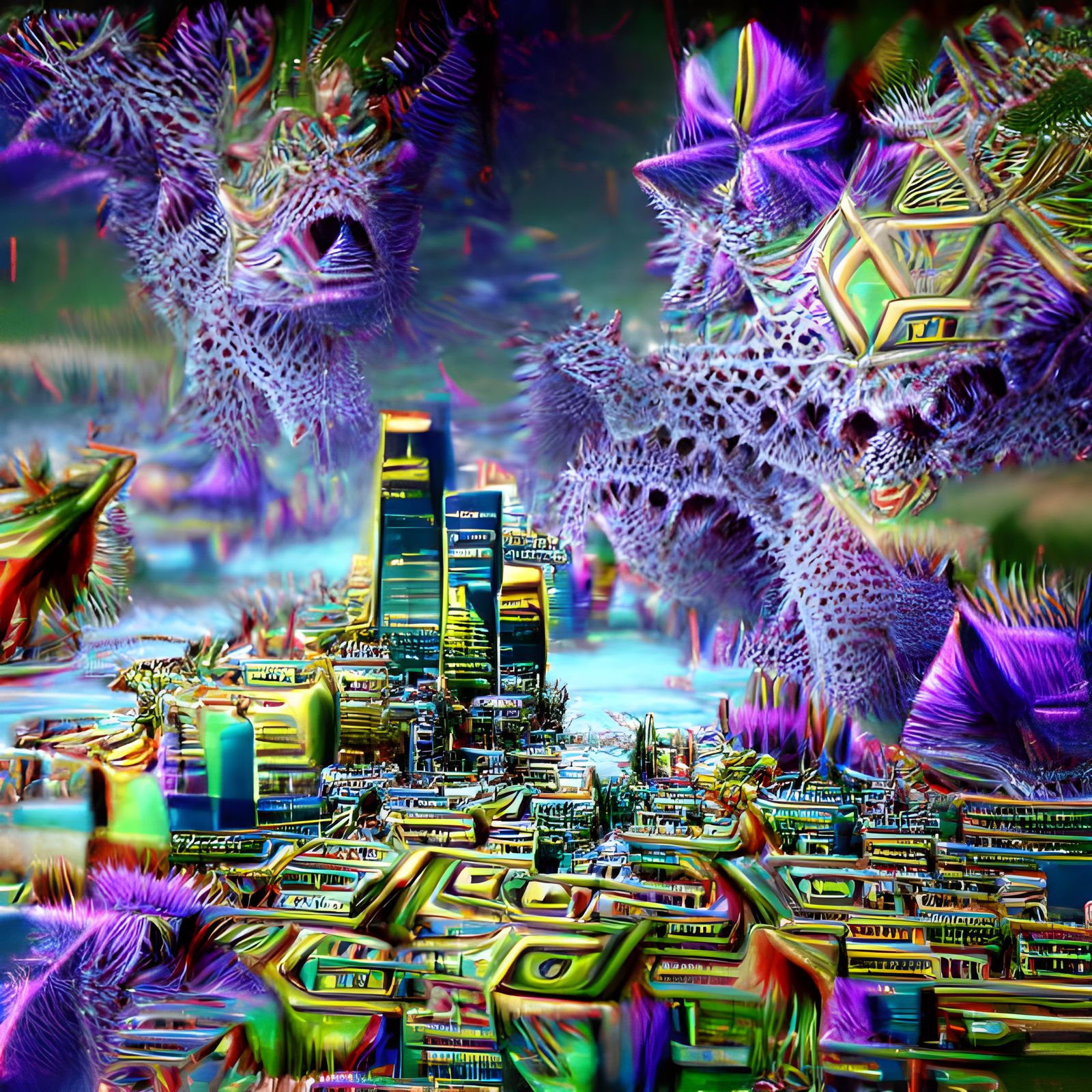 Wut 8k resolution trippy city fractals electronic - AI Generated ...