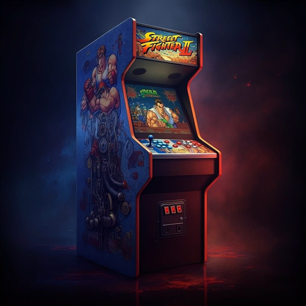 Street Fighter II Arcade Machine - Hyperrealistic Street Fig...