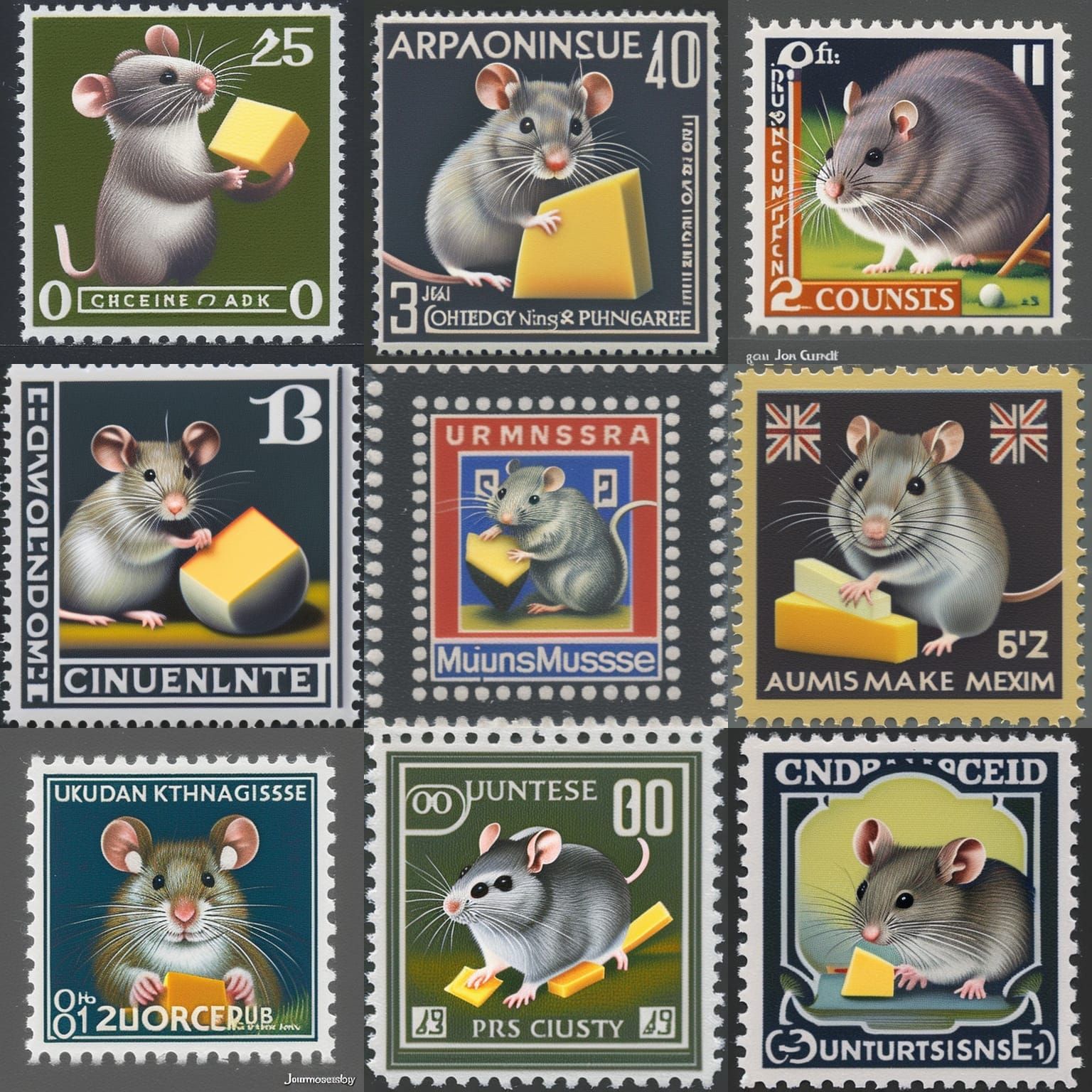 Monty Mouse limited edition postage stamps (Set 2) - AI Generated ...