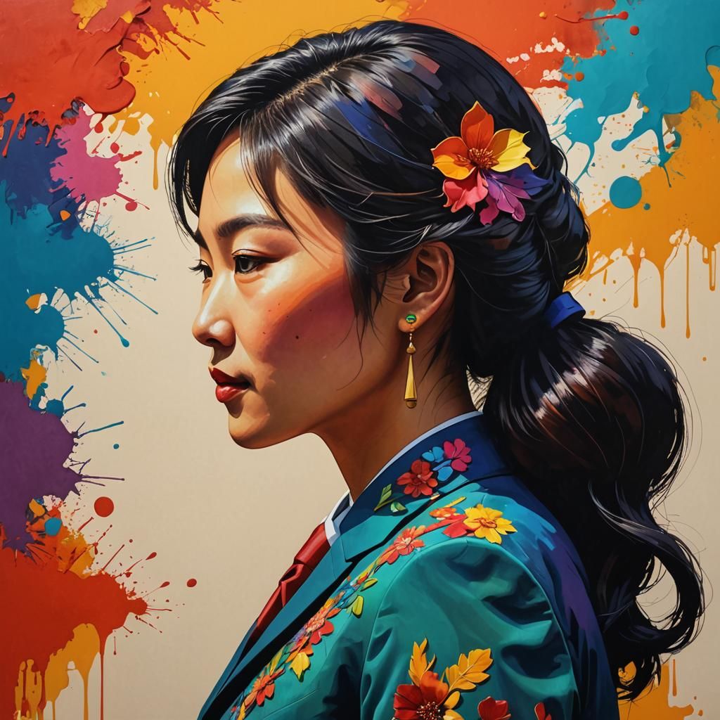 Asian Lady, side view - AI Generated Artwork - NightCafe Creator