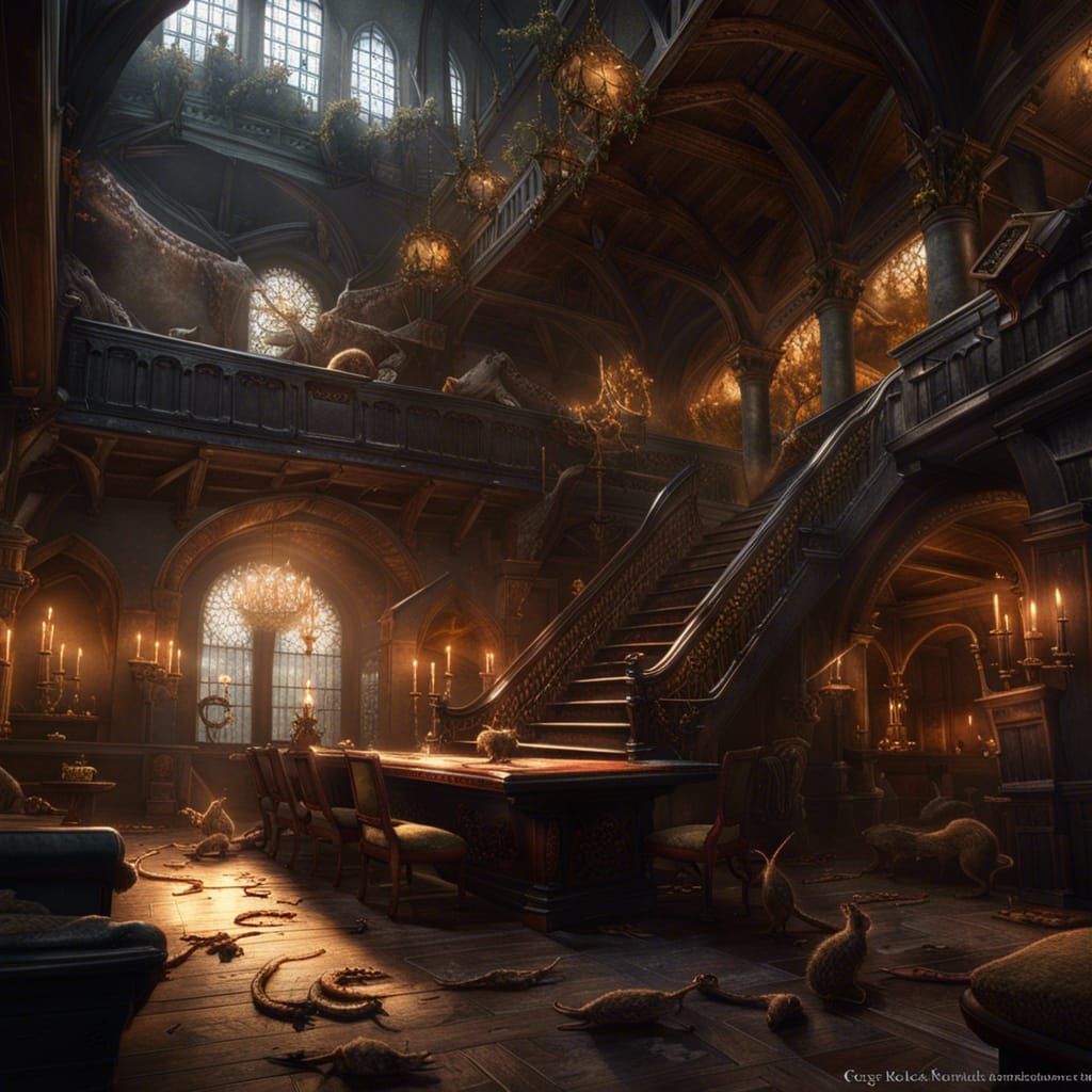 big gloomy room full of rats and snakes - AI Generated Artwork ...