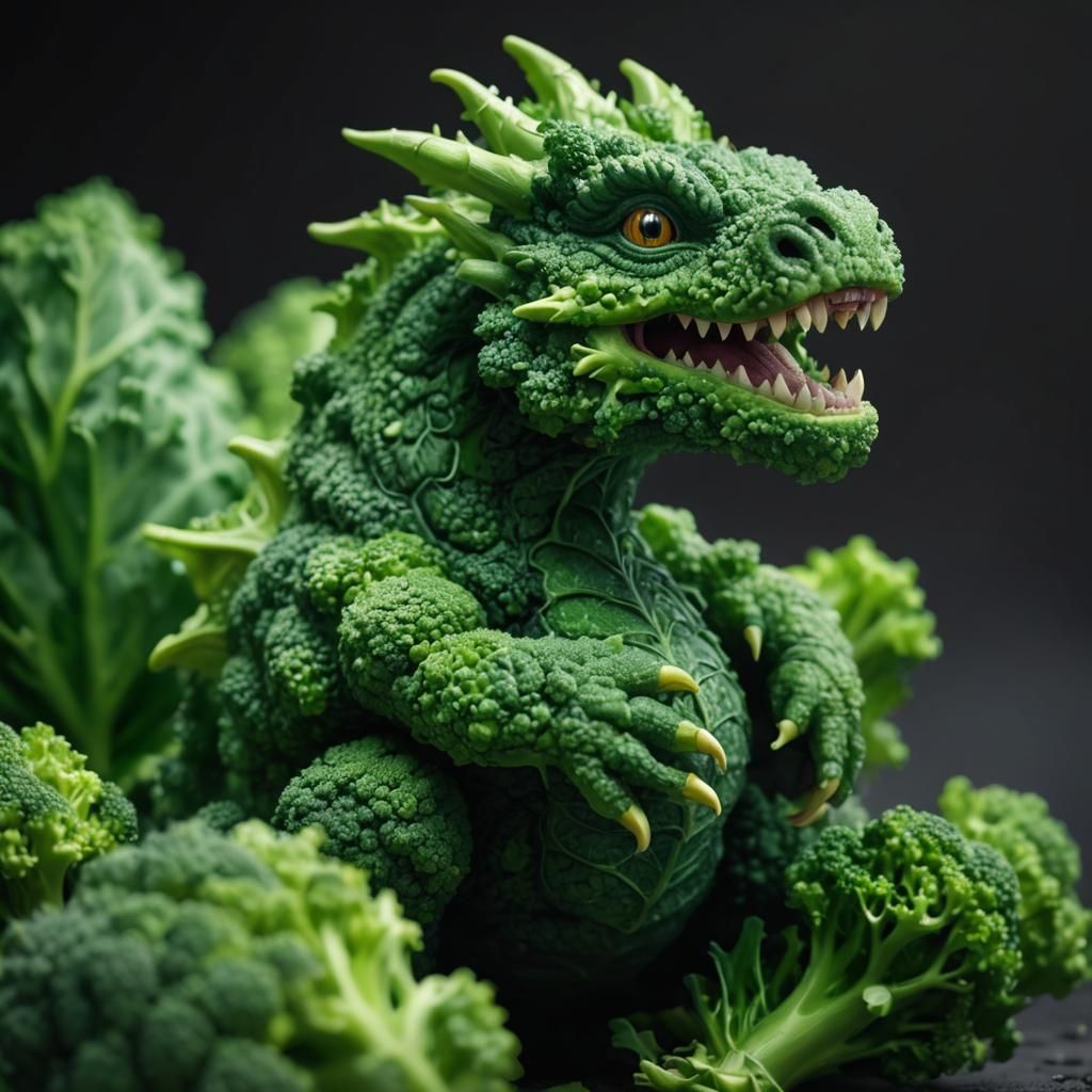 Dragon made of broccoli chibi - AI Generated Artwork - NightCafe Creator