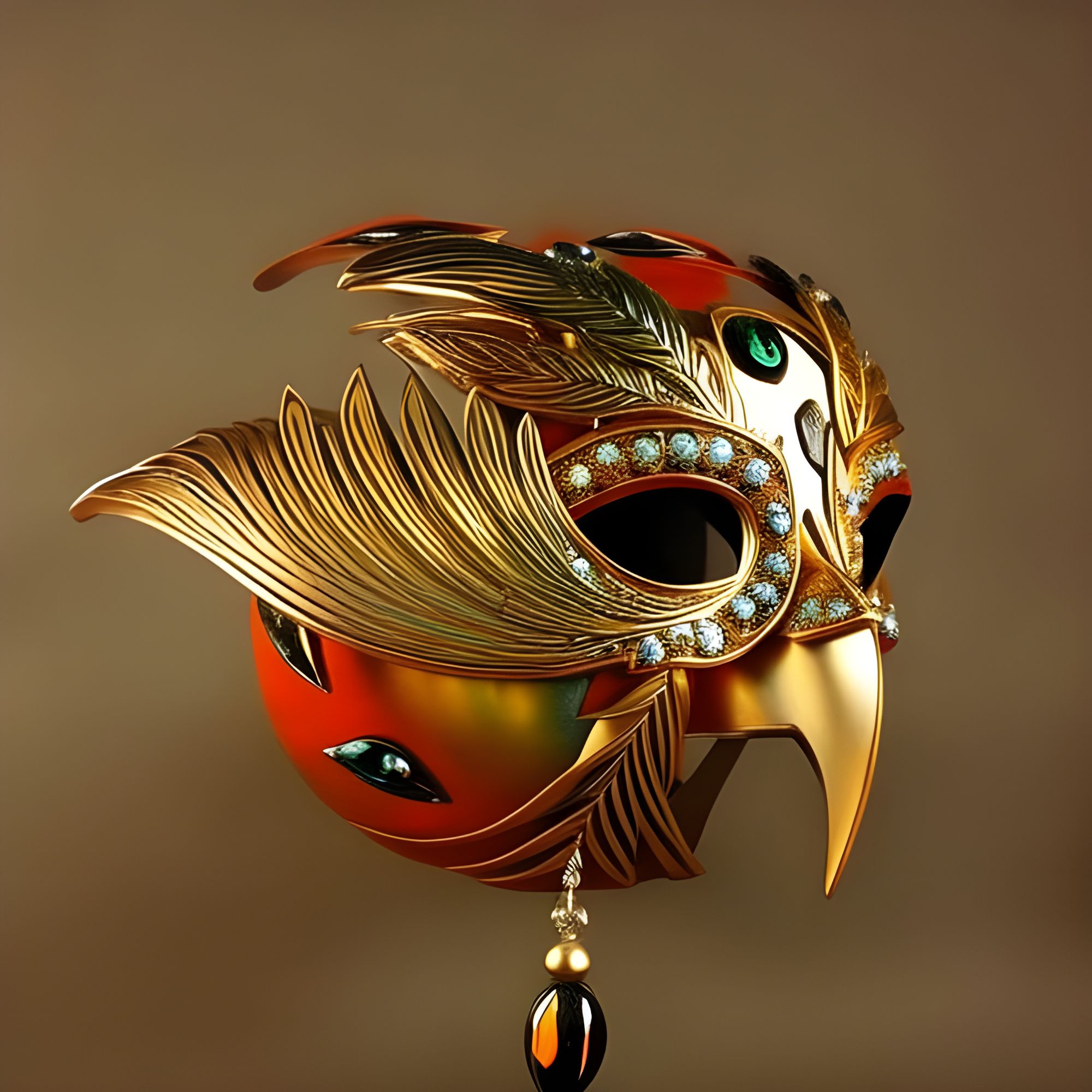 “masquerade ball mask of silver decorated with insanely detailed macaw ...