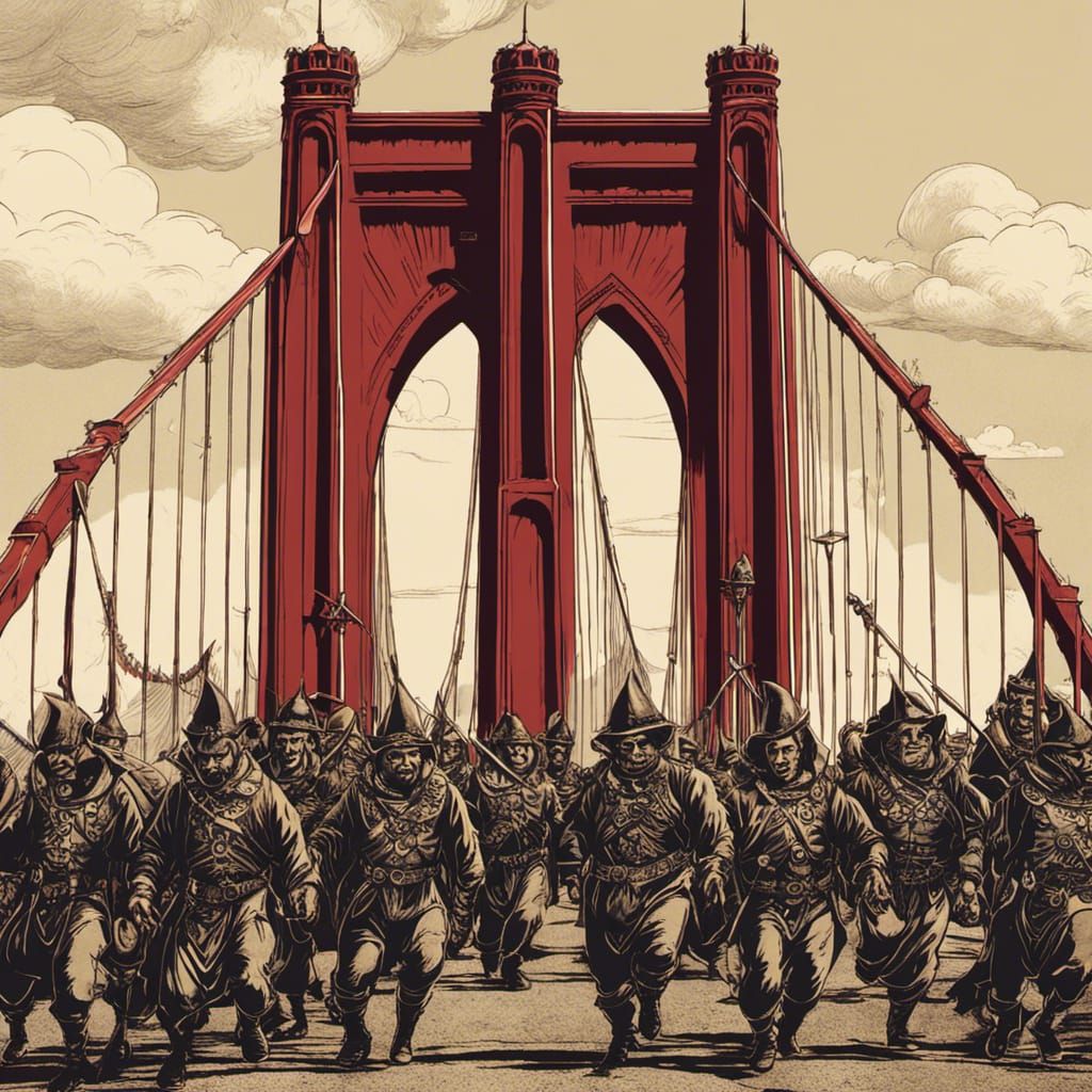 Creepy hunchback goblins overrunning the Golden Gate Bridge - AI ...