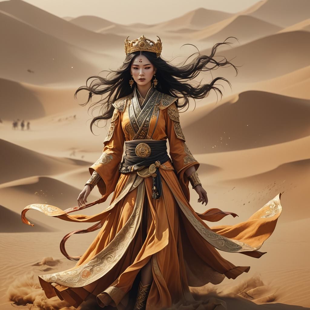 Immortal Lady of the sand deserts. elegant robes of a Xianxia royals in ...