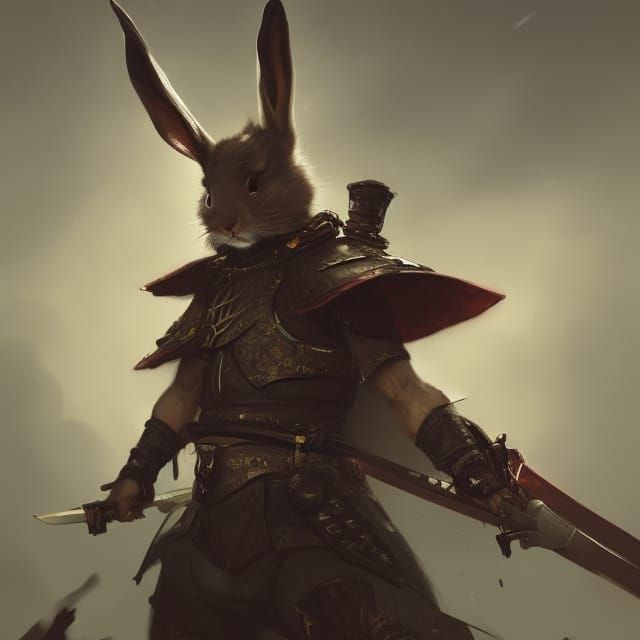 A rabbit samurai with extra armor and weapons a masterpiece, 8k ...