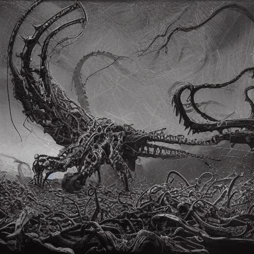 Cybernetic Horror Emerges from Industrial Abyss - AI Art