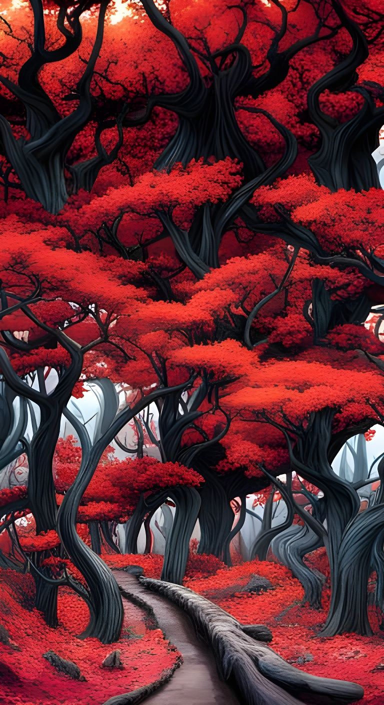 The Red Forest - AI Generated Artwork - NightCafe Creator