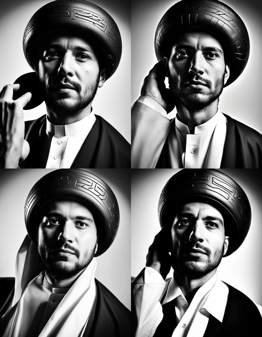 An Iranian Shia Muslim cleric wearing a hollowed, black Michelin Tyre ...