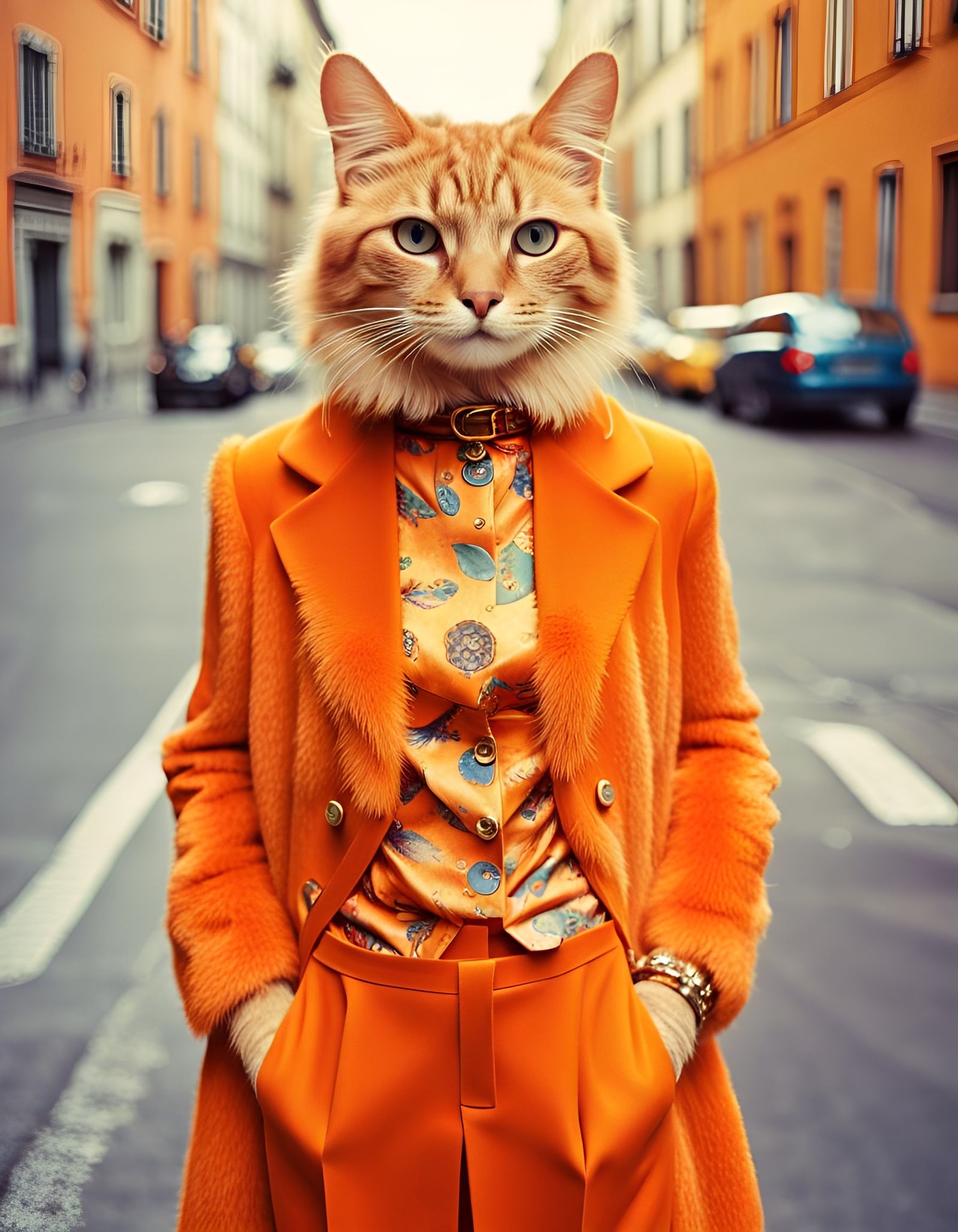 Cat model. Stylish orange. - AI Generated Artwork - NightCafe Creator