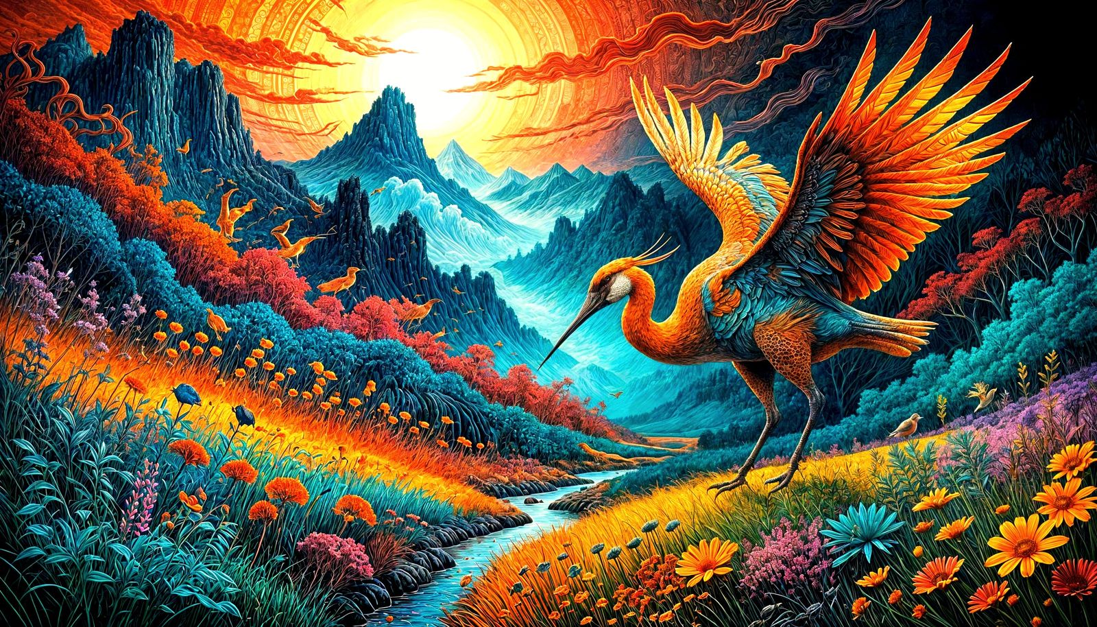 Hyper-Detailed Surreal Zentangle Landscapes with B... - AI Art