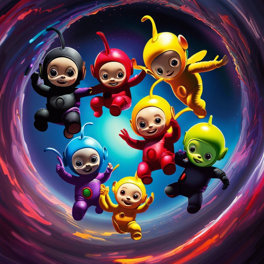 Blackhole diving teletubbies - AI Generated Artwork - NightCafe Creator