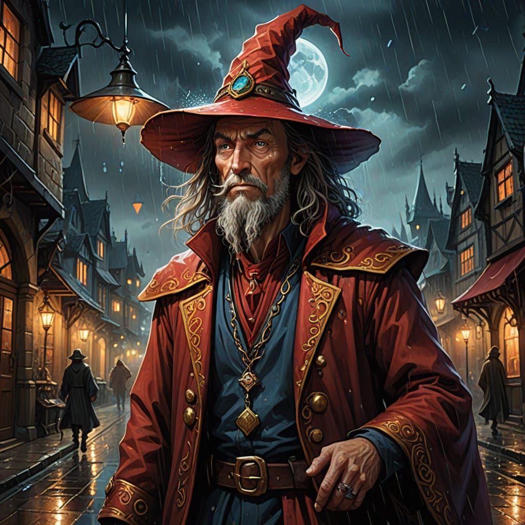 Dramatic Discworld Wizard Rincewind in Whimsical R... - AI Art