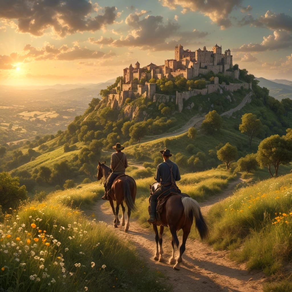 LLegando al pueblo a caballo - AI Generated Artwork - NightCafe Creator