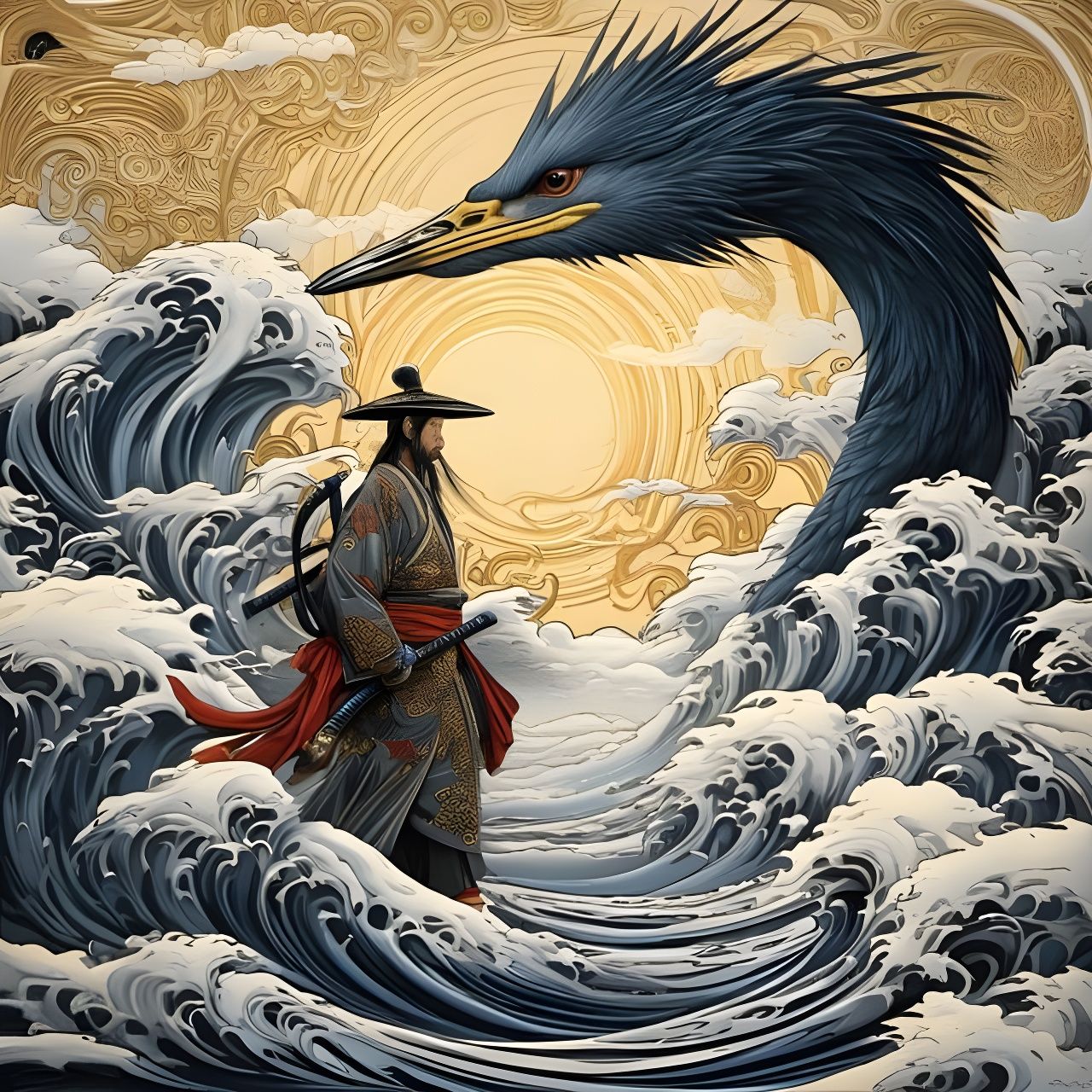 Samurai and Simurgh - AI Generated Artwork - NightCafe Creator