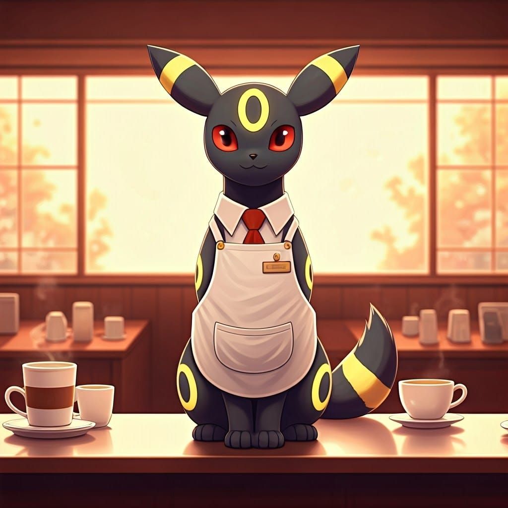 A majestic umbreon, - Regal Umbreon Barista in Anime-Inspire...