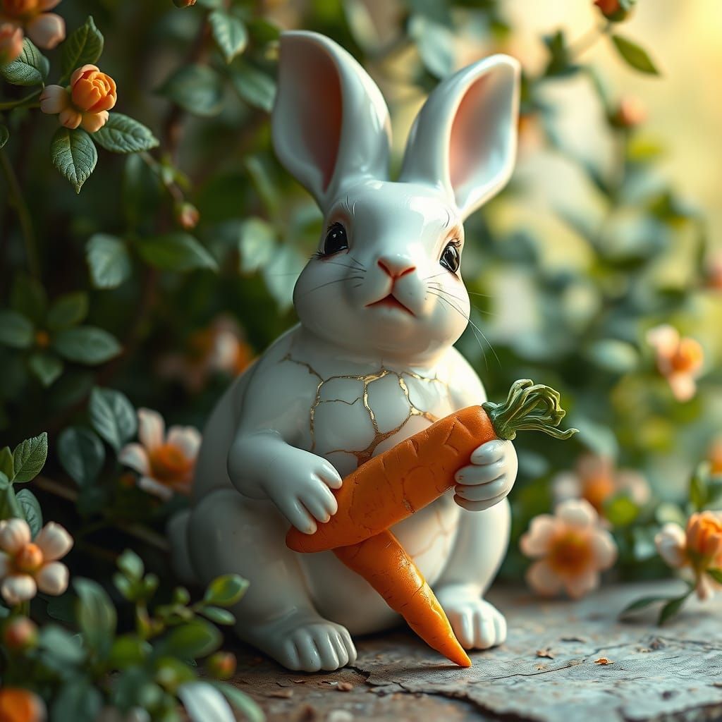 Broken rabbit with carrot 😞🥕 - Whimsical Vintage-Inspired ...
