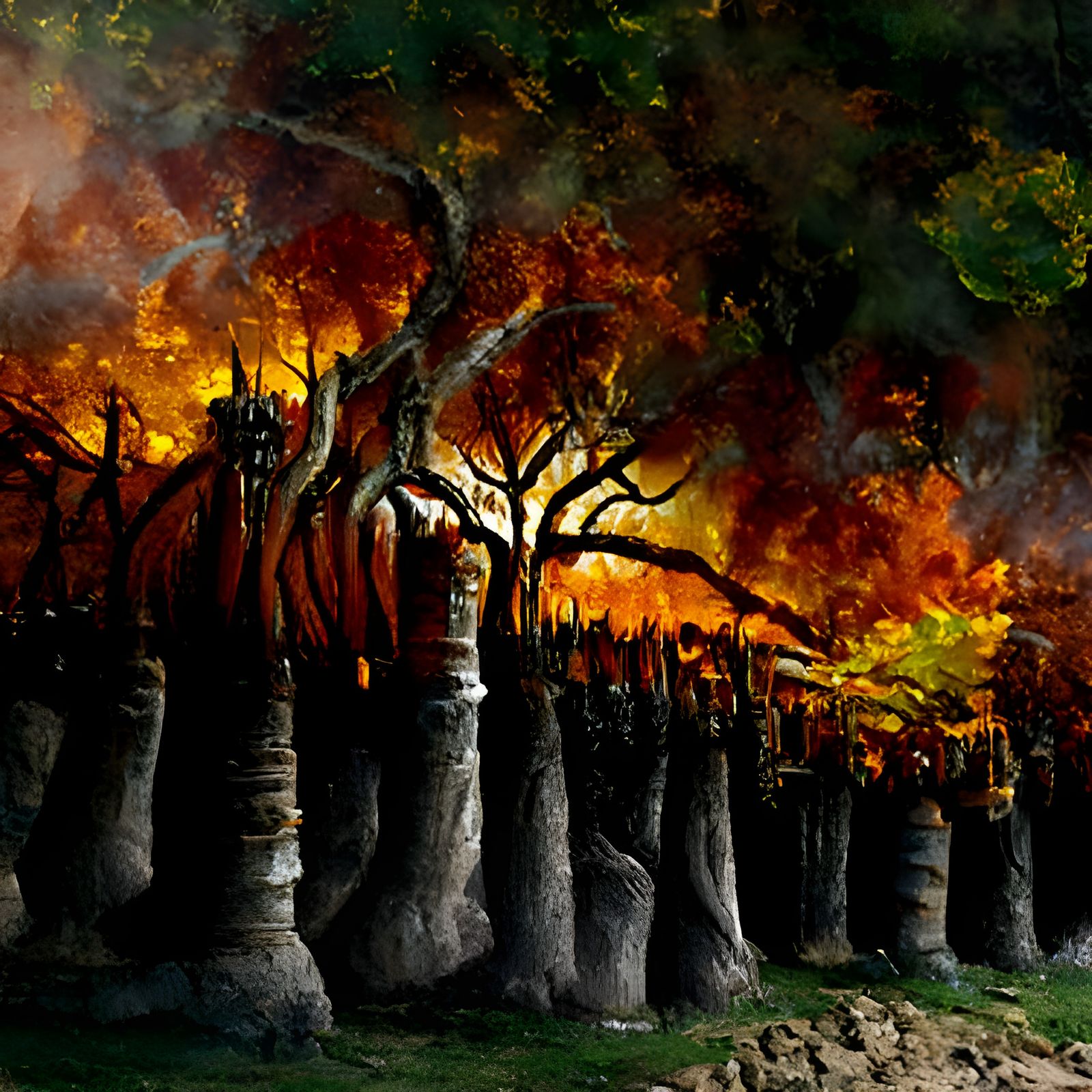ember trees forest - AI Generated Artwork - NightCafe Creator