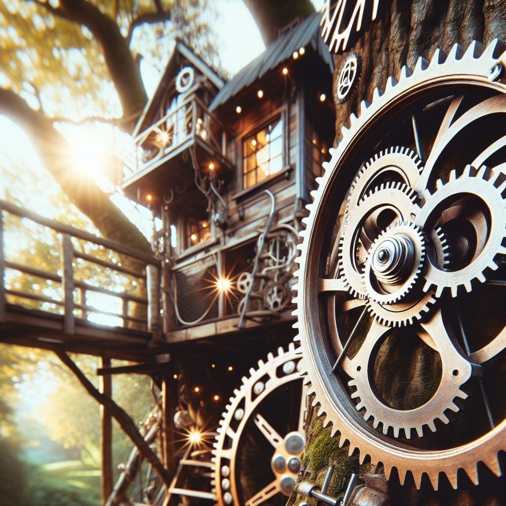 Steampunk treehouse - AI Generated Artwork - NightCafe Creator