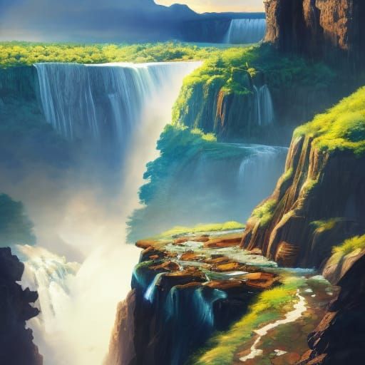 large waterfall - AI Generated Artwork - NightCafe Creator