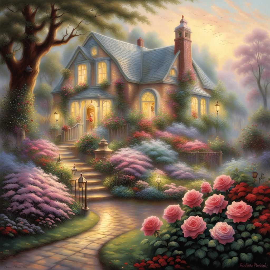 Cottage in garden - AI Generated Artwork - NightCafe Creator