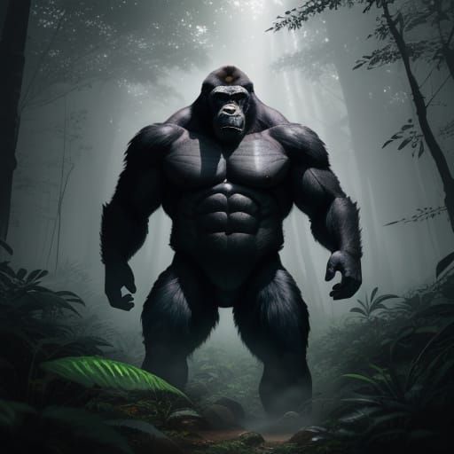 photo realistic image of a silverback gorilla