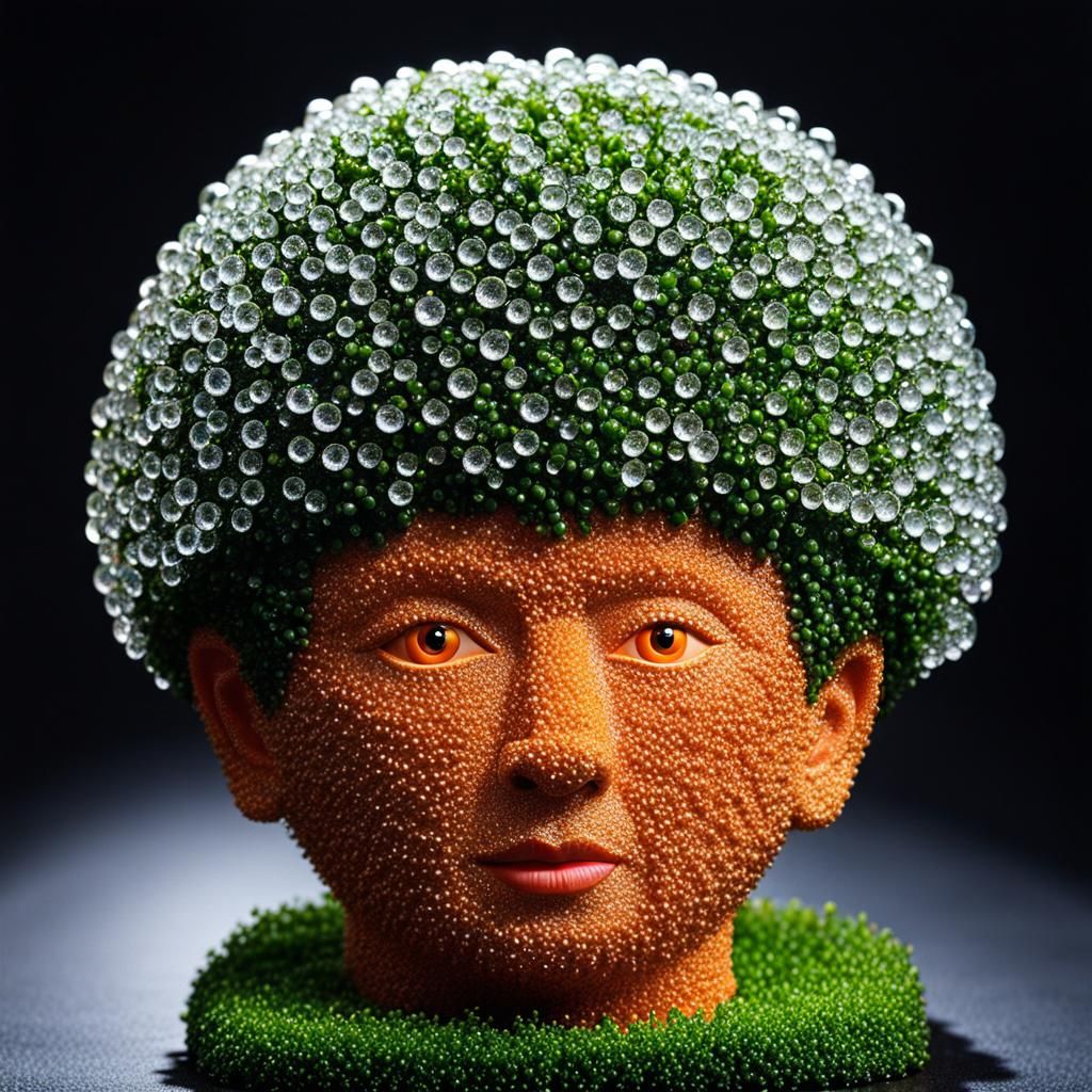 Chia Head with Dew - AI Generated Artwork - NightCafe Creator