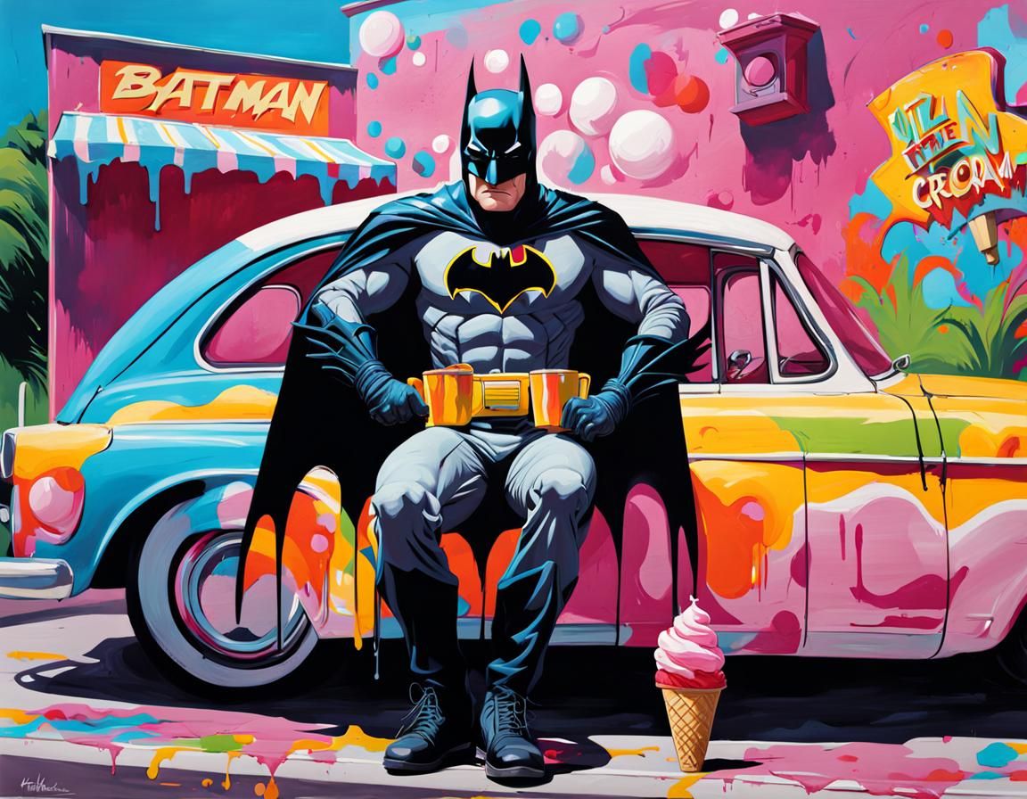 Batman mad at ice cream - AI Generated Artwork - NightCafe Creator